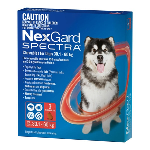 NexGard Spectra Red for Very Large Dogs (30.1-60kg) – 3 Pack – Pet And Farm