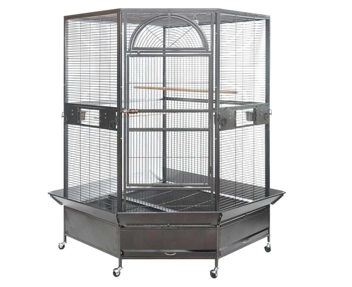 YES4PETS 185cm XXL Corner Bird Cage Pet Parrot Aviary Perch Castor Whe ...